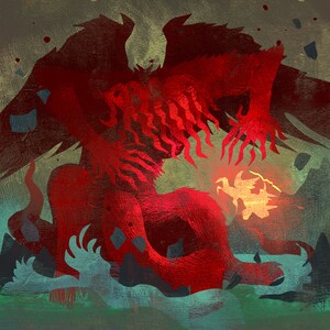 Zeus Battles Typhon | Art Print | Greek Mythology Decor | Ancient ...