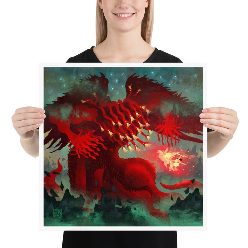 Zeus Battles Typhon | Art Print | Greek Mythology Decor | Ancient ...