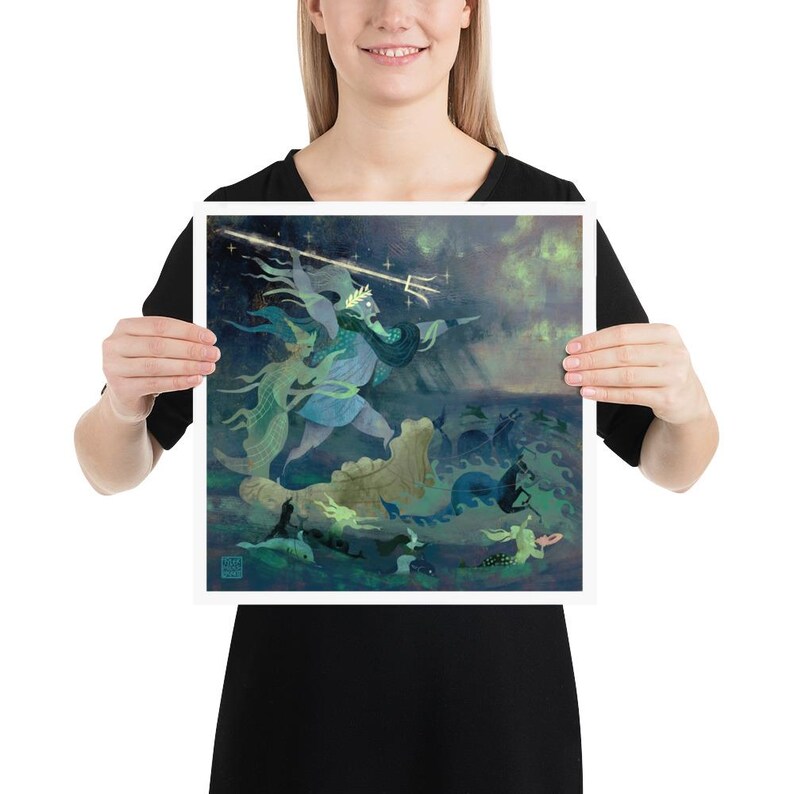 Poseidon: God of the Sea | Art Print | Greek Mythology Ocean God Decor ...