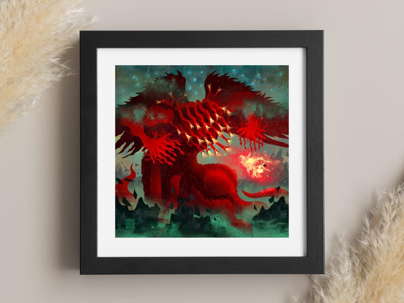 Zeus Battles Typhon | Art Print | Greek Mythology Decor | Ancient ...