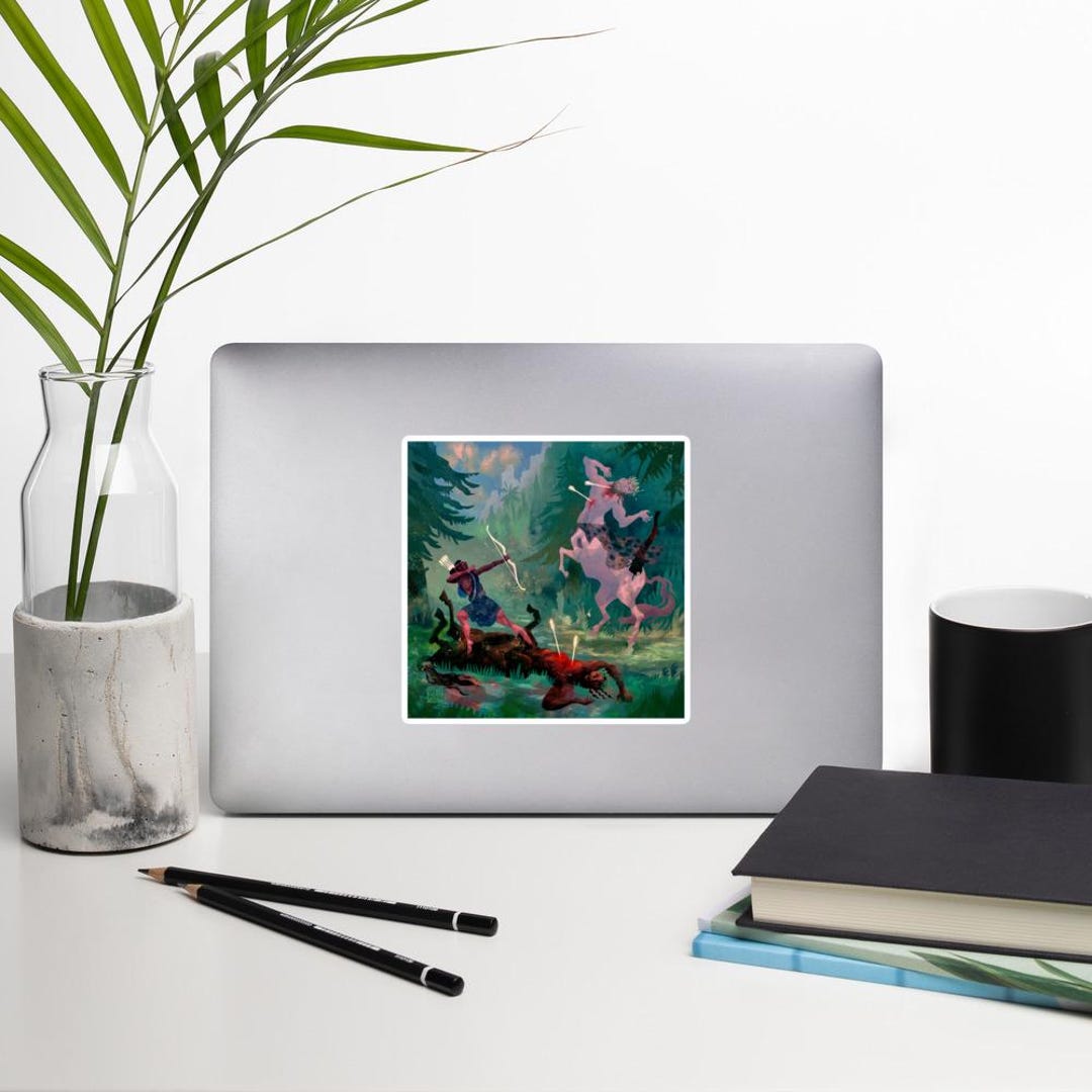 Sticker | Attack of the Centaurs | Atalanta Greek Mythology Art ...