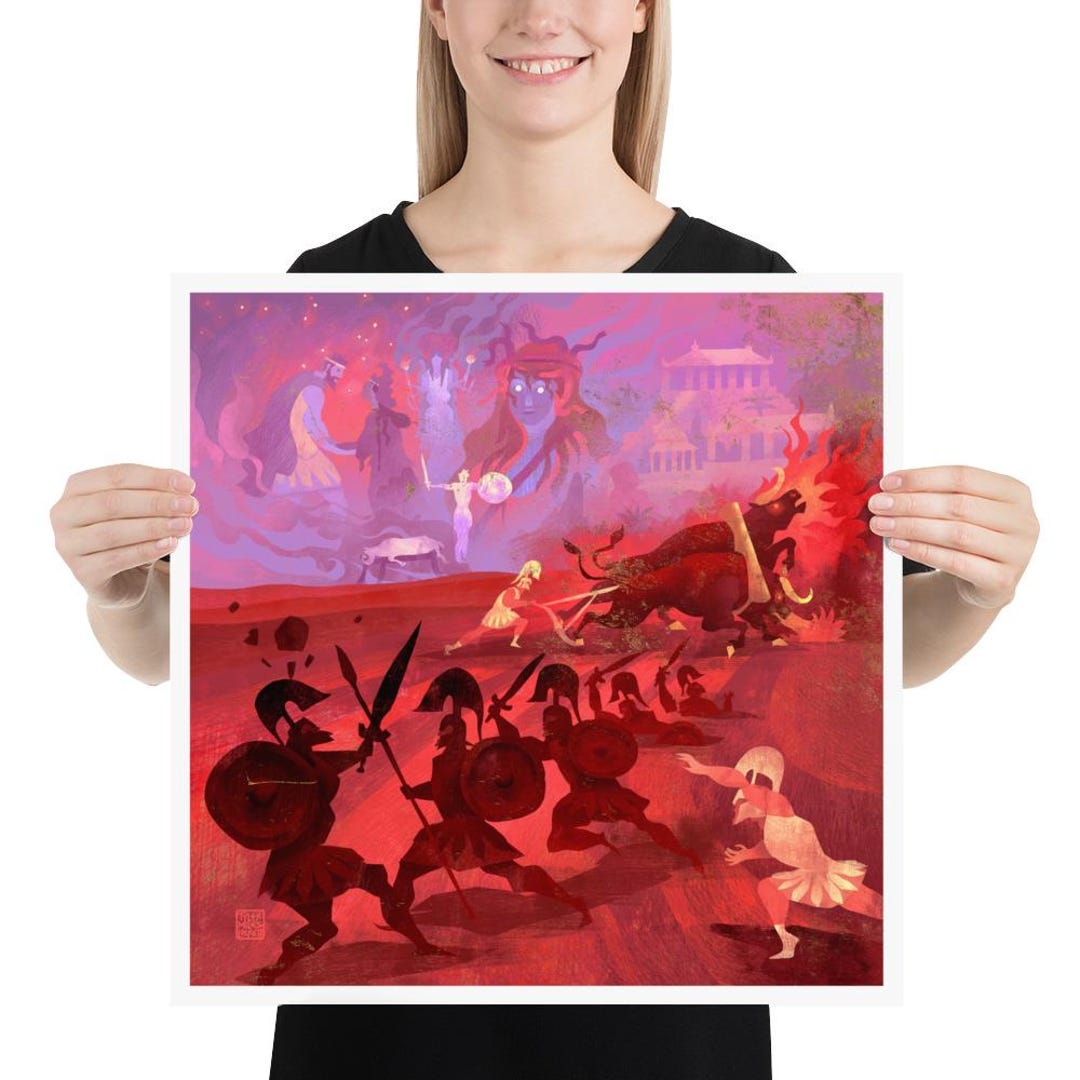 Bronze Bulls and the Spartoi | Art Print | Flaming Bulls and the ...