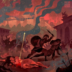 The Attic War | Art Print | Amazon Queen Antiope | Greek Mythology ...