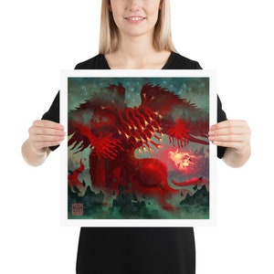 Zeus Battles Typhon | Art Print | Greek Mythology Decor | Ancient ...