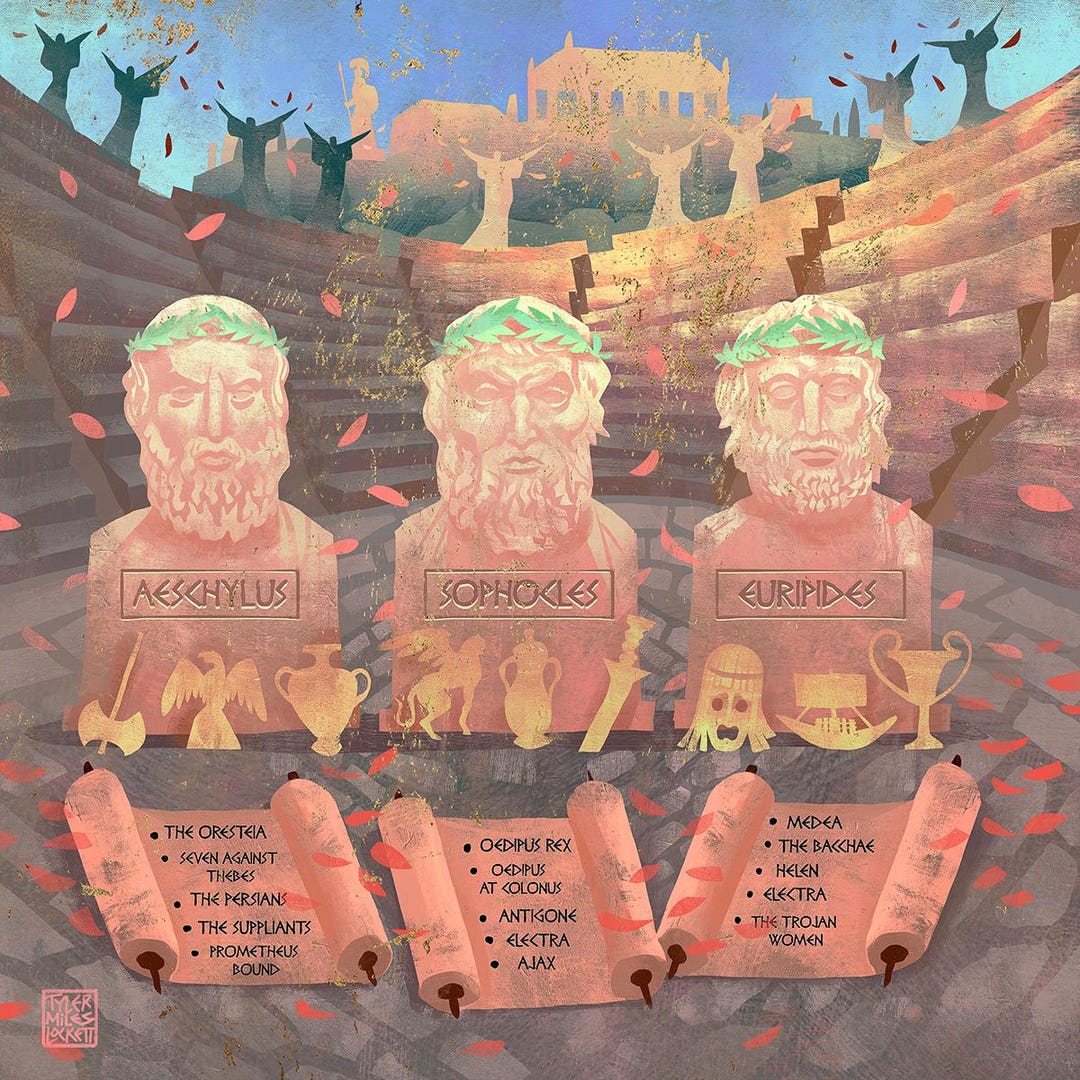 5: Masters of Drama | Sticker | Ancient Greek Playwrights | Aeschylus ...
