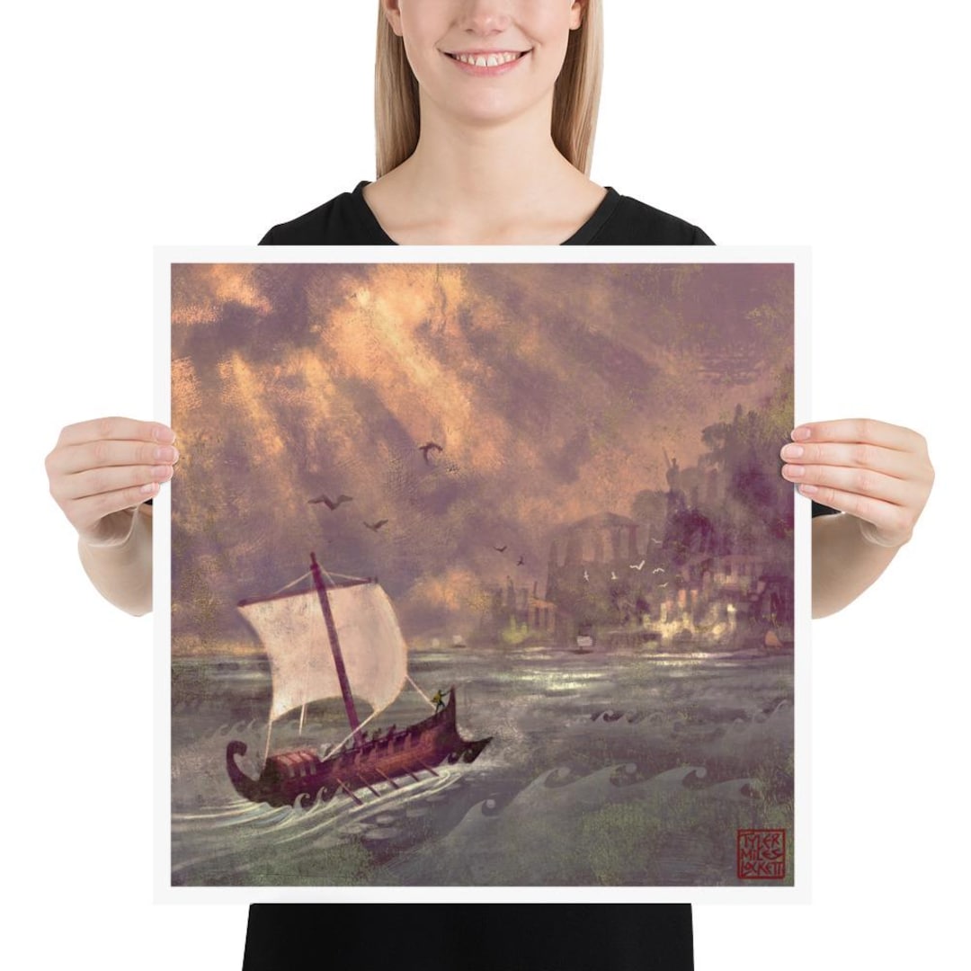 Journey to Hellas | Ithaka | Poem | Art Print | Greek Odyssey Ship ...