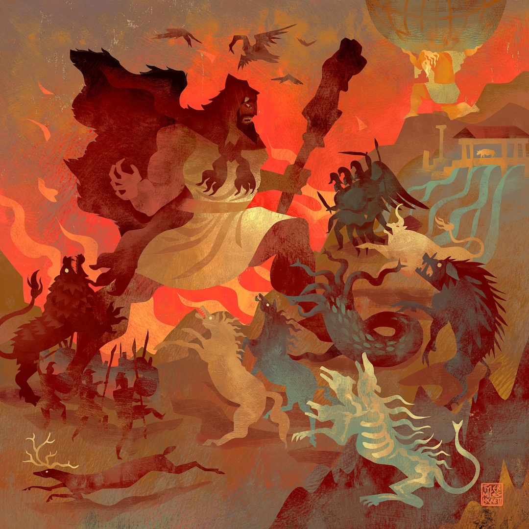 Heracles the Mighty Greek Mythology Art Print Lockett Studio Hercules ...