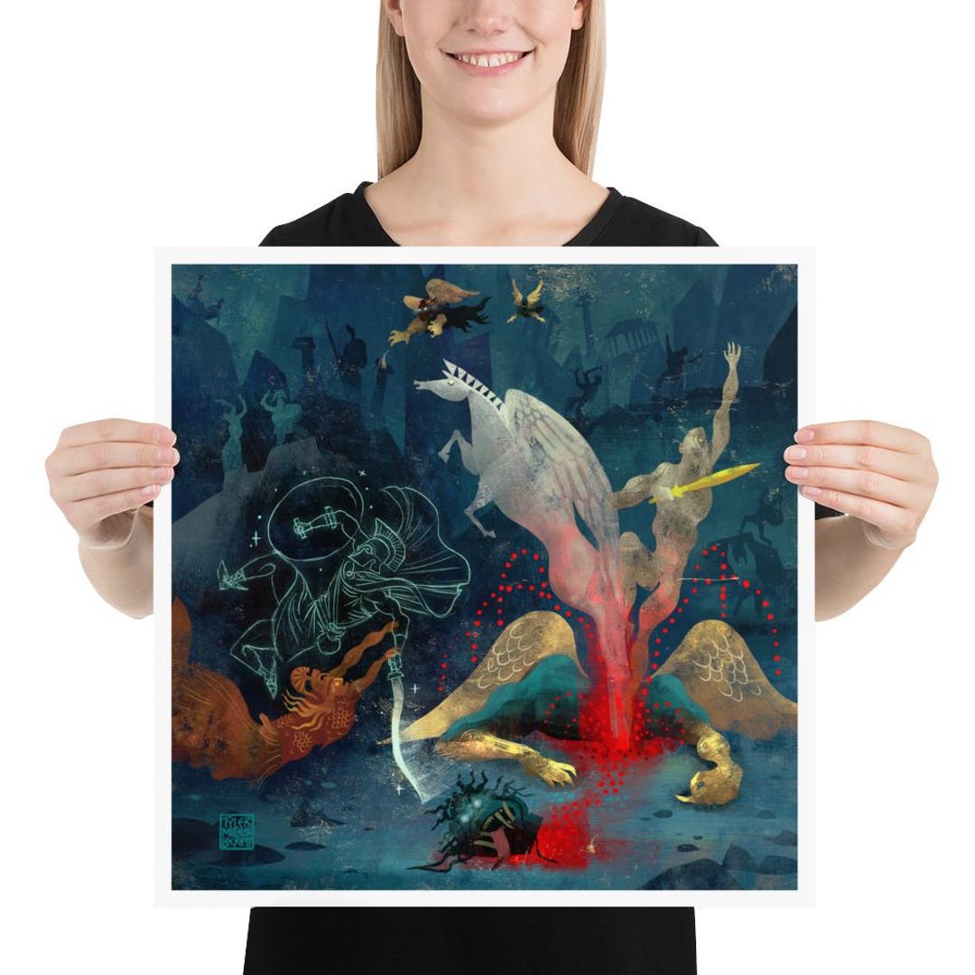 Taking the Gorgon Head | Art Print | Medusa's Defeat | Pegasus Birth ...