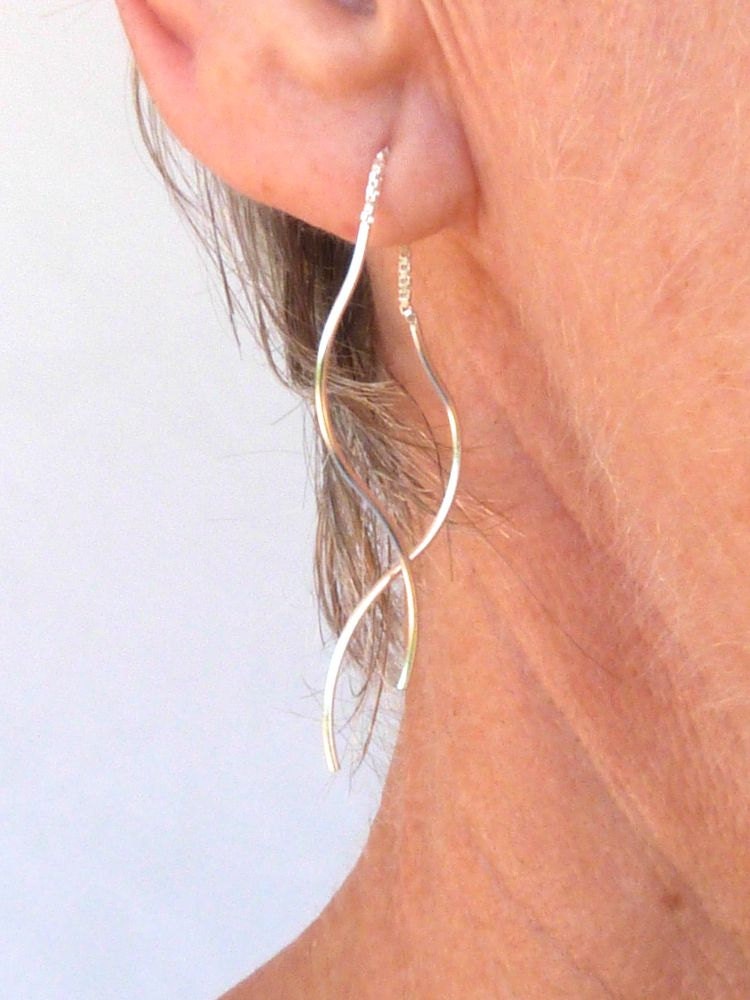 Sterling Silver Thread Earring Threader Earring Light Weight - Etsy