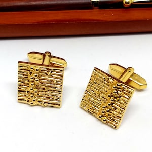 Square Textured Gold Tone Cuff Links Vintage - Etsy