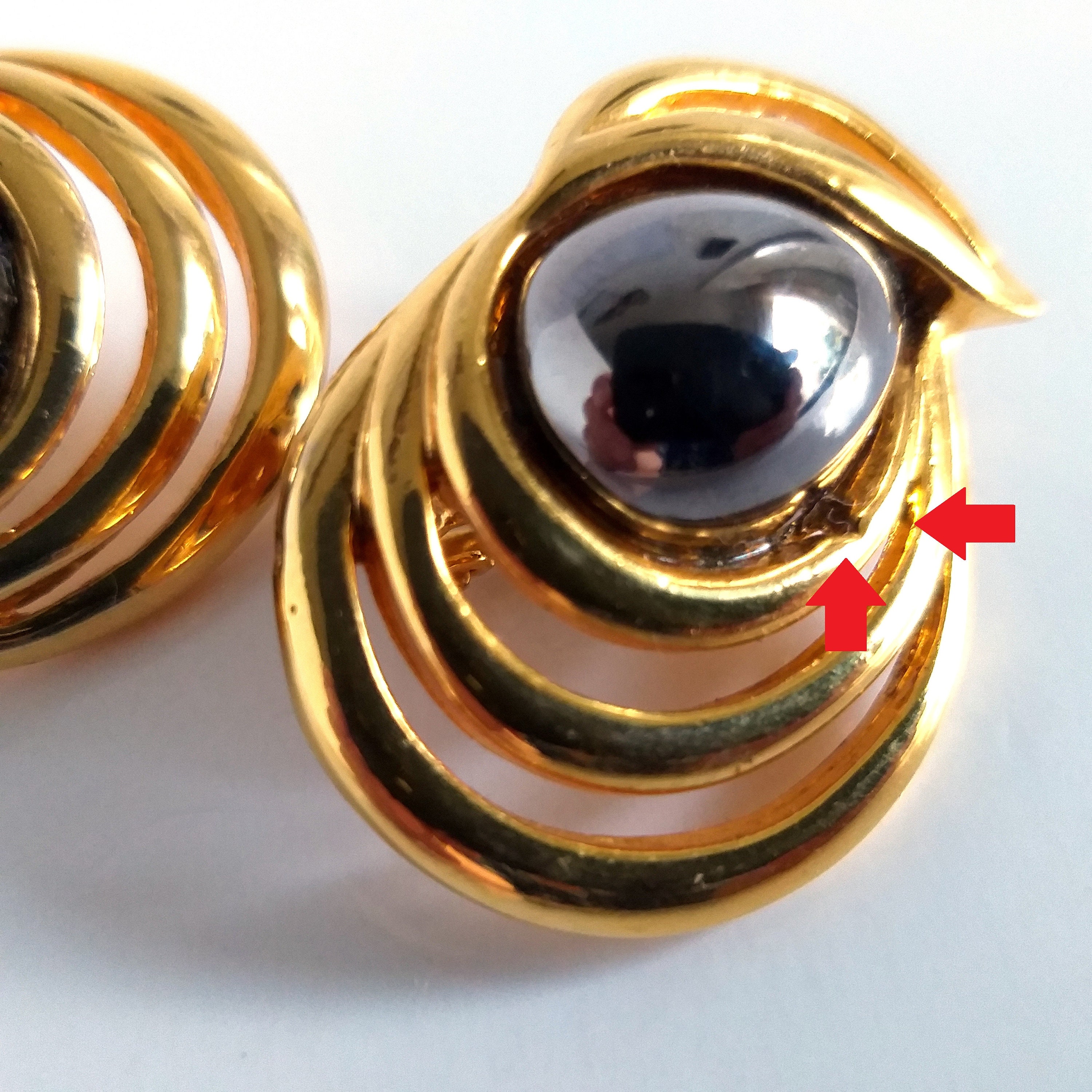 Corocraft Large Clip on Earrings Vintage Gold Plated / With Defect ...