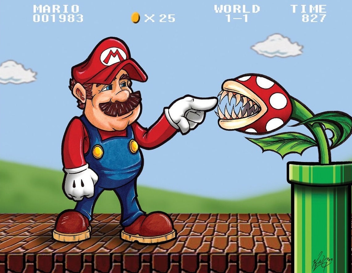 Nintendo Mario i'm Not Touching You Mario Bros Game Art Print Fan Art ...
