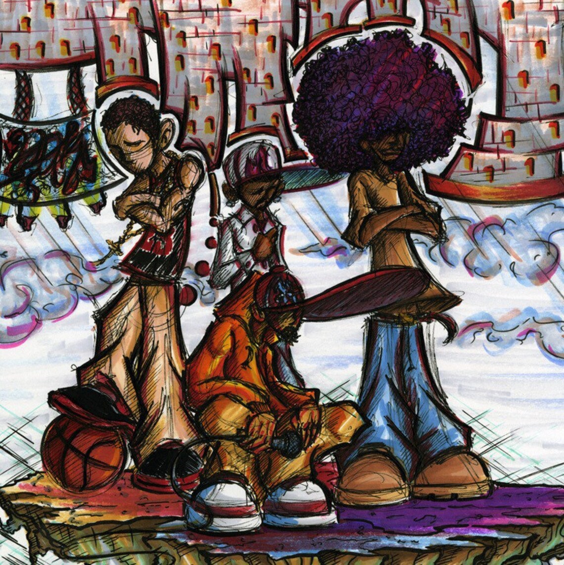 Graffiti City Kids Poster Art Print Graffiti Art - Etsy