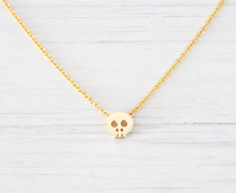 Tiny Gold Skull Necklace Small Minimalist Mini Skull Necklace | Etsy