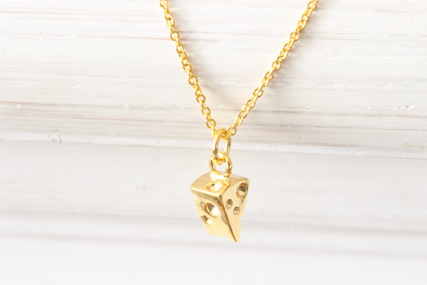 Tiny Gold Swiss Cheese Necklace Food Jewelry Friendship - Etsy