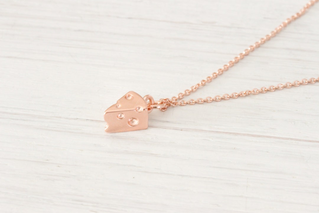 Tiny Rose Gold Swiss Cheese Necklace Food Jewelry Friendship - Etsy