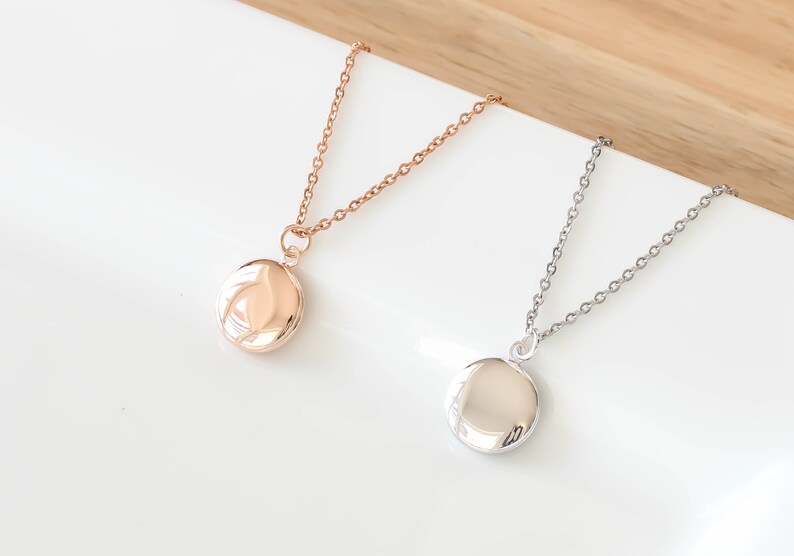 Locket Necklace. Rose Gold Round Locket. Silver Personalized - Etsy