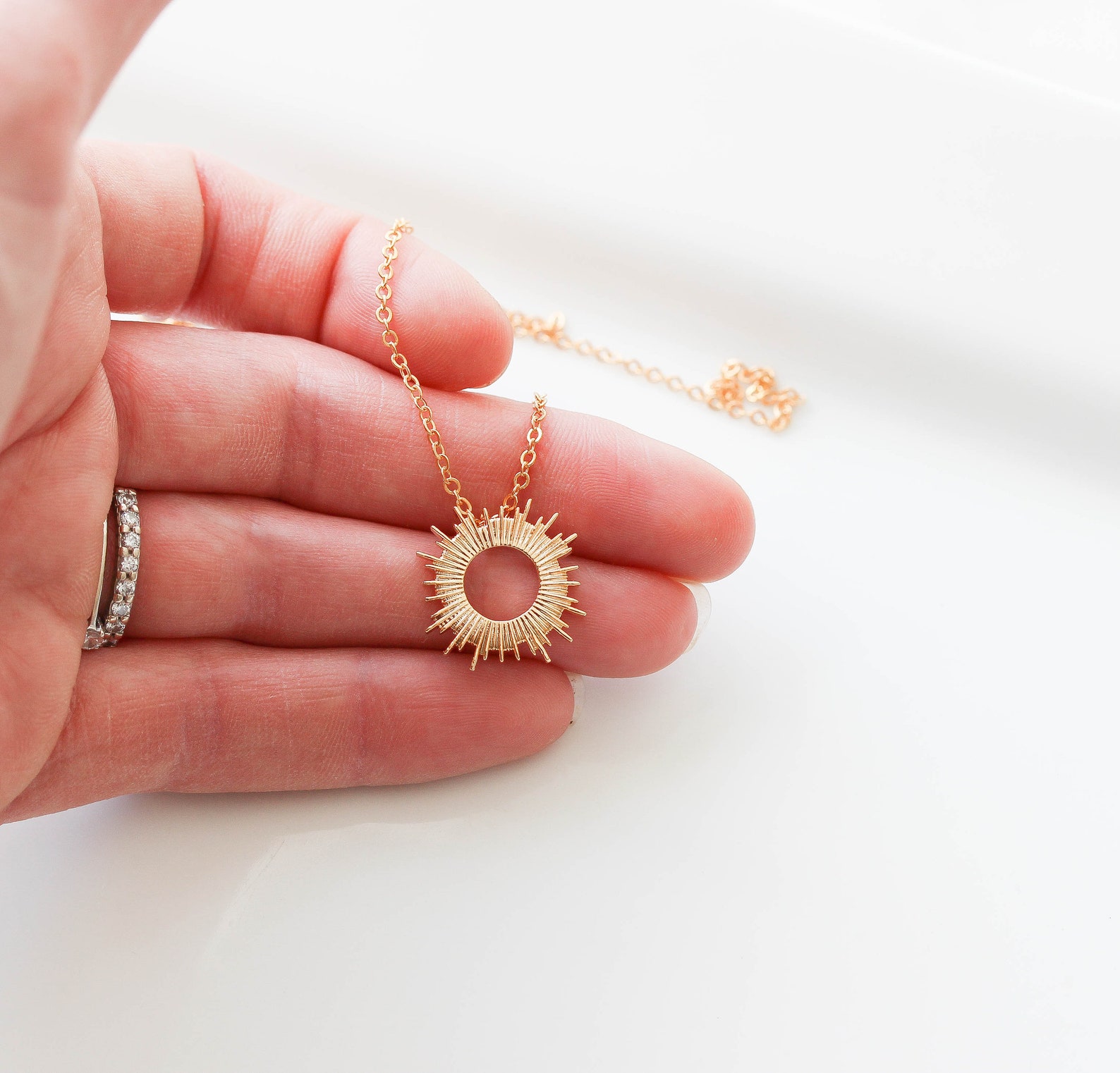 Sun Necklace Sun Burst Pendant Gold Sun Celestial Jewelry Best - Etsy