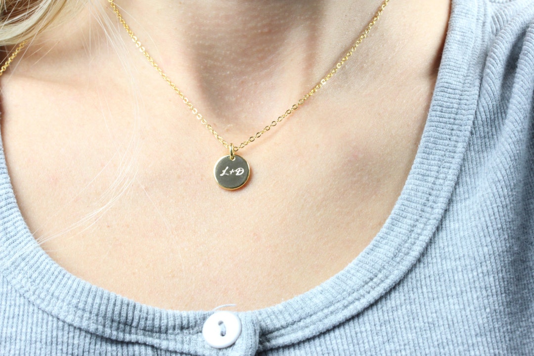 Personalized Gold Name Initial Monogram Necklace, Engraved Necklace ...