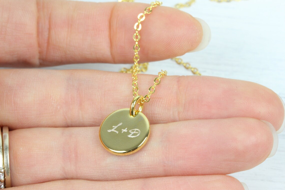 Personalized Gold Name Initial Monogram Necklace Engraved | Etsy