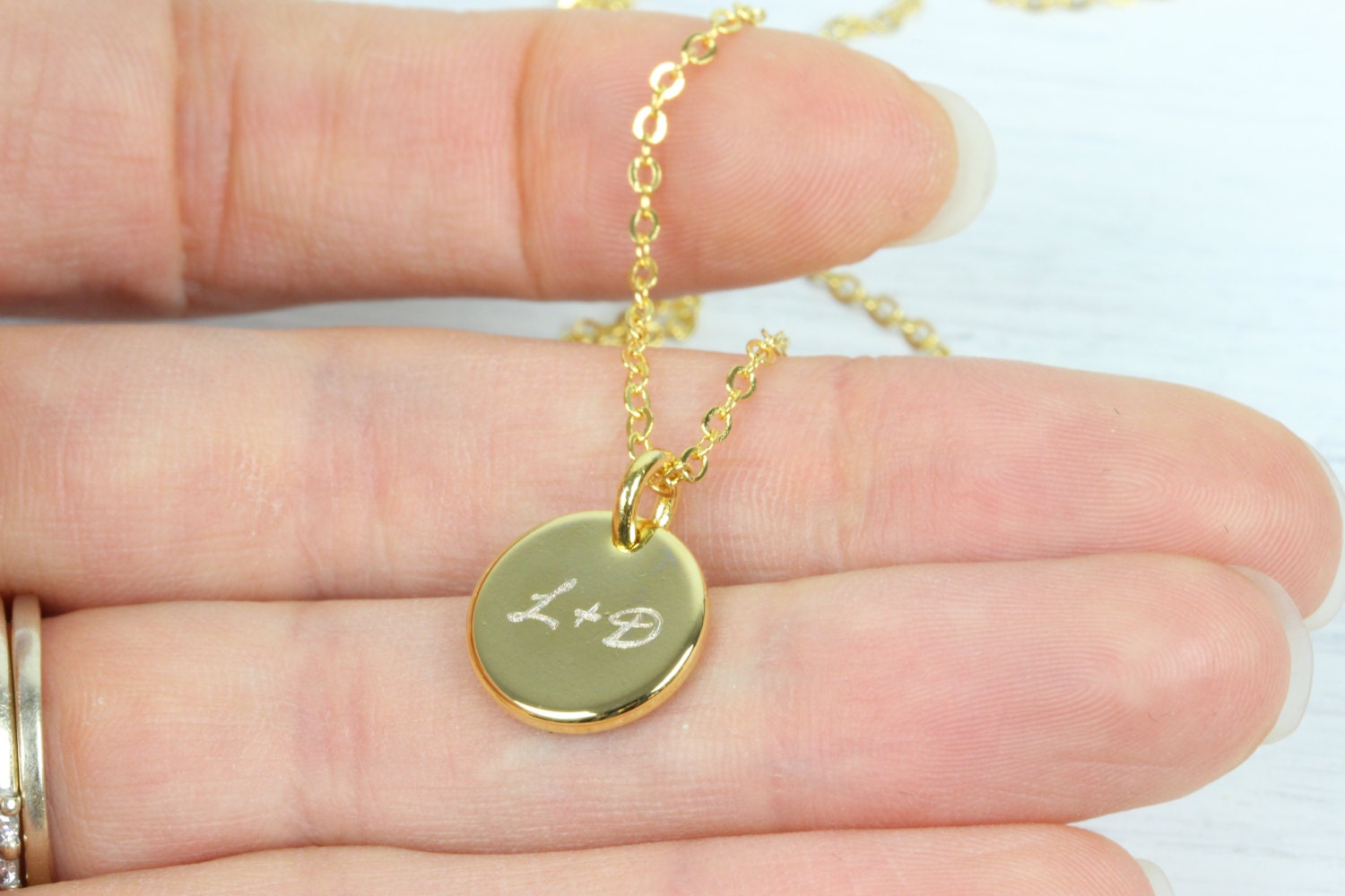 Personalized Gold Name Initial Monogram Necklace Engraved | Etsy