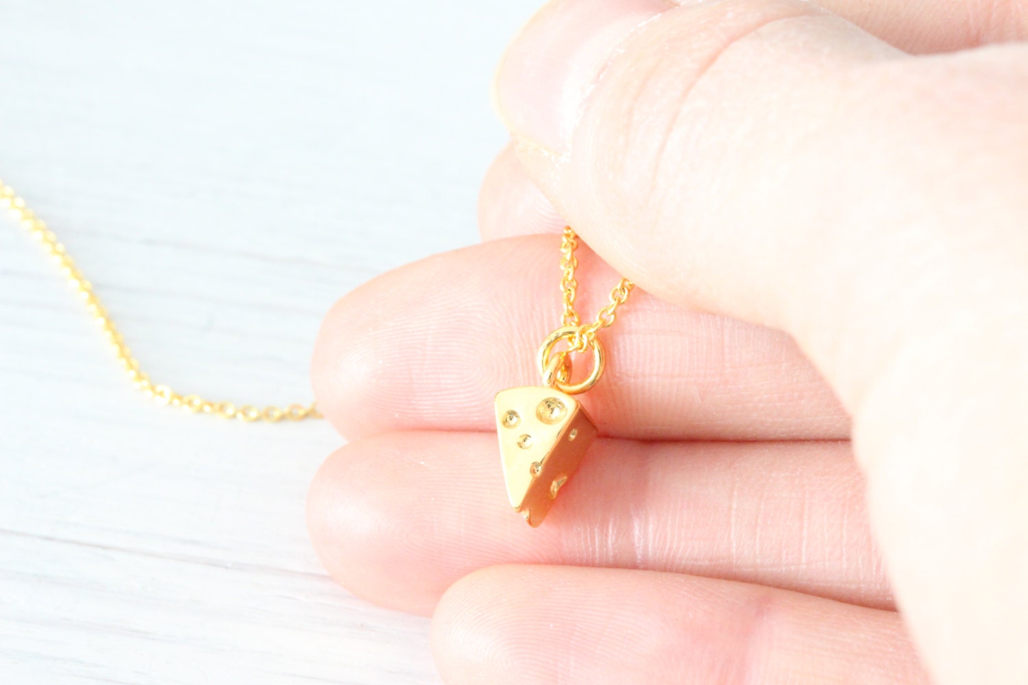 Tiny Gold Swiss Cheese Necklace Food Jewelry Friendship - Etsy