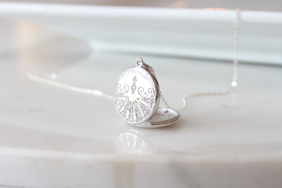 Sterling Silver Star Locket Necklace: Personalized CZ Photo Pendant - Etsy