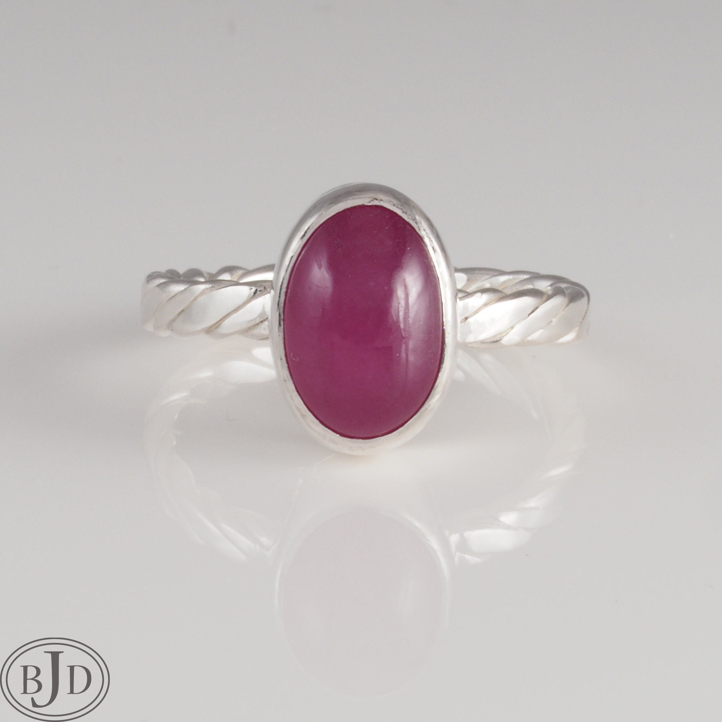 Buy Red Ruby Bezel Set Argentium Sterling Silver Ring With Twisted Band ...