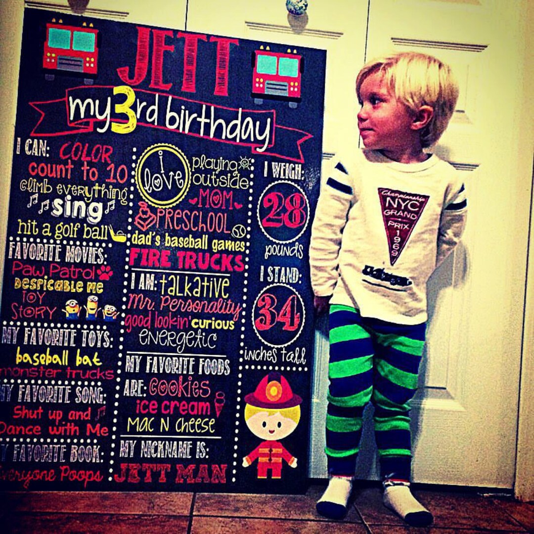 Firefighter Birthday Chalkboard / Any Age Birthday Chalkboard - Etsy