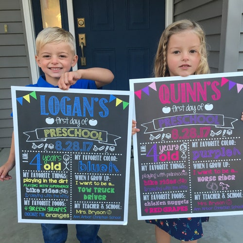 First Day of School Sign Back to School Chalkboard Poster - Etsy