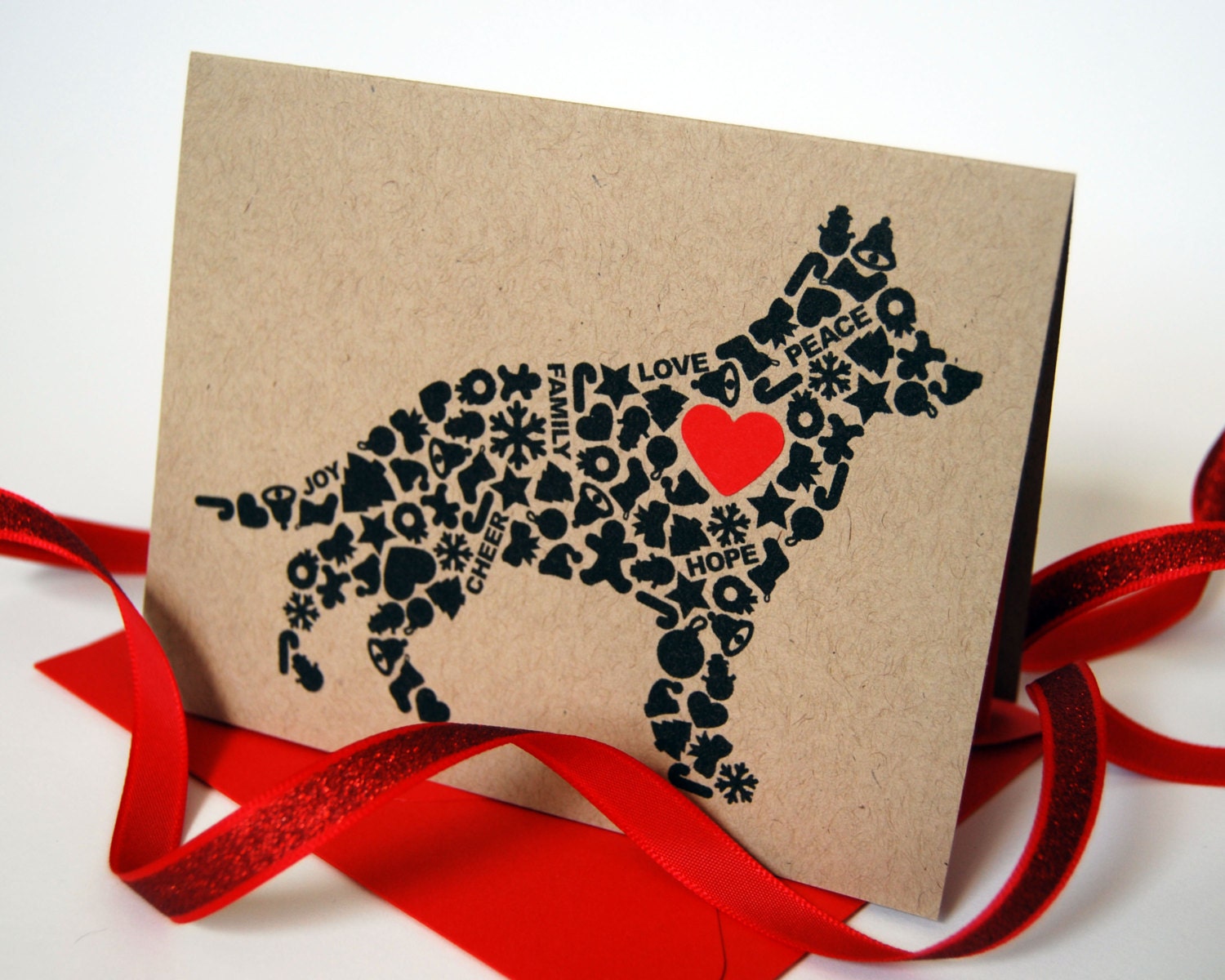 German Shepherd Christmas Card, Dog Holiday Card, Holiday Icons Card ...