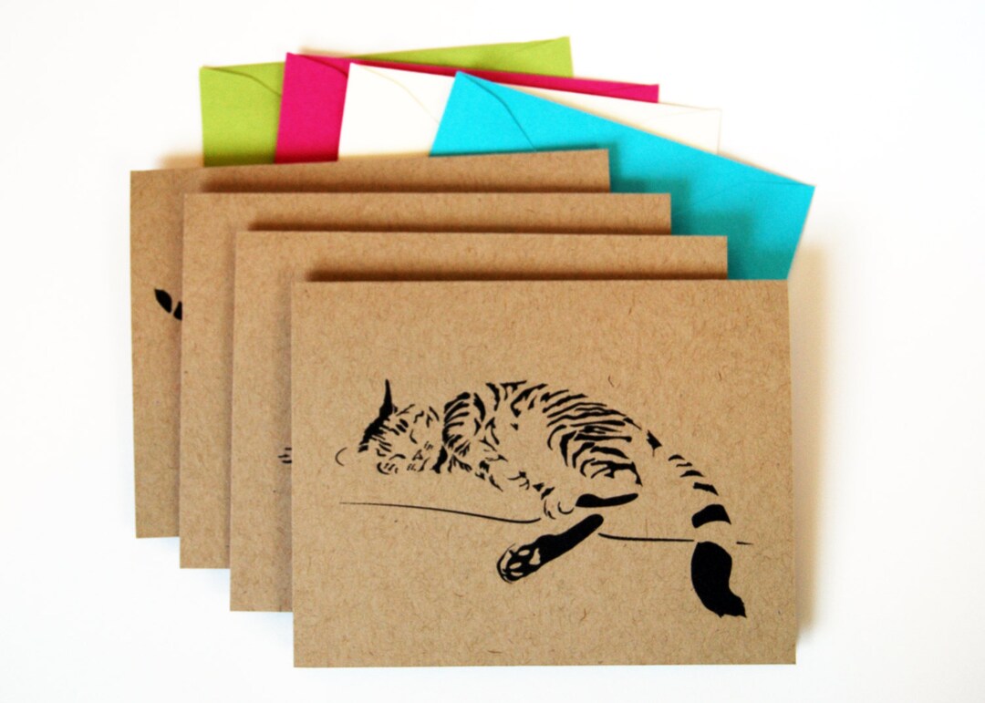 Cat Card Set, Blank Cards, Sleeping Cats, Tabby Cats - Etsy