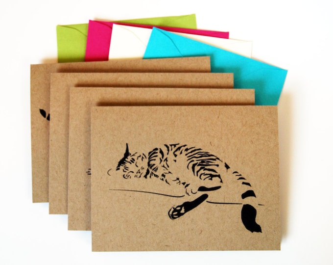 Cat Card Set, Blank Cards, Sleeping Cats, Tabby Cats - Etsy