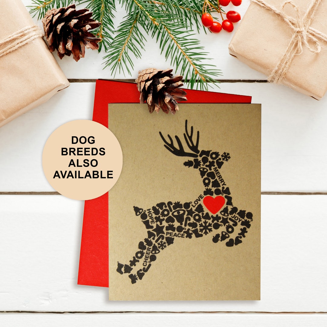 Reindeer Christmas Card, Holiday Icons Card, Single Card, Set of 4 or 8 ...