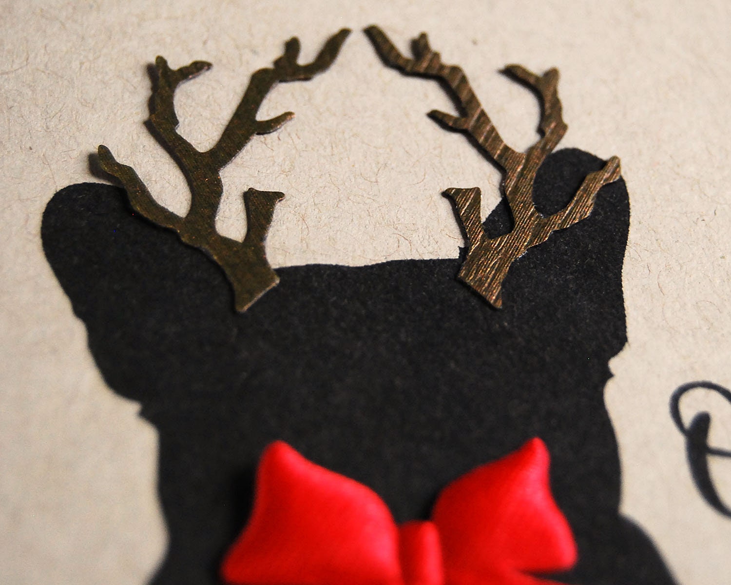 French Bulldog Christmas Card Dog Holiday Card Antlers Bow - Etsy