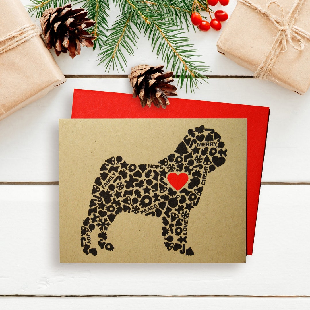 Pug Christmas Card Dog Holiday Card Holiday Icons Card - Etsy