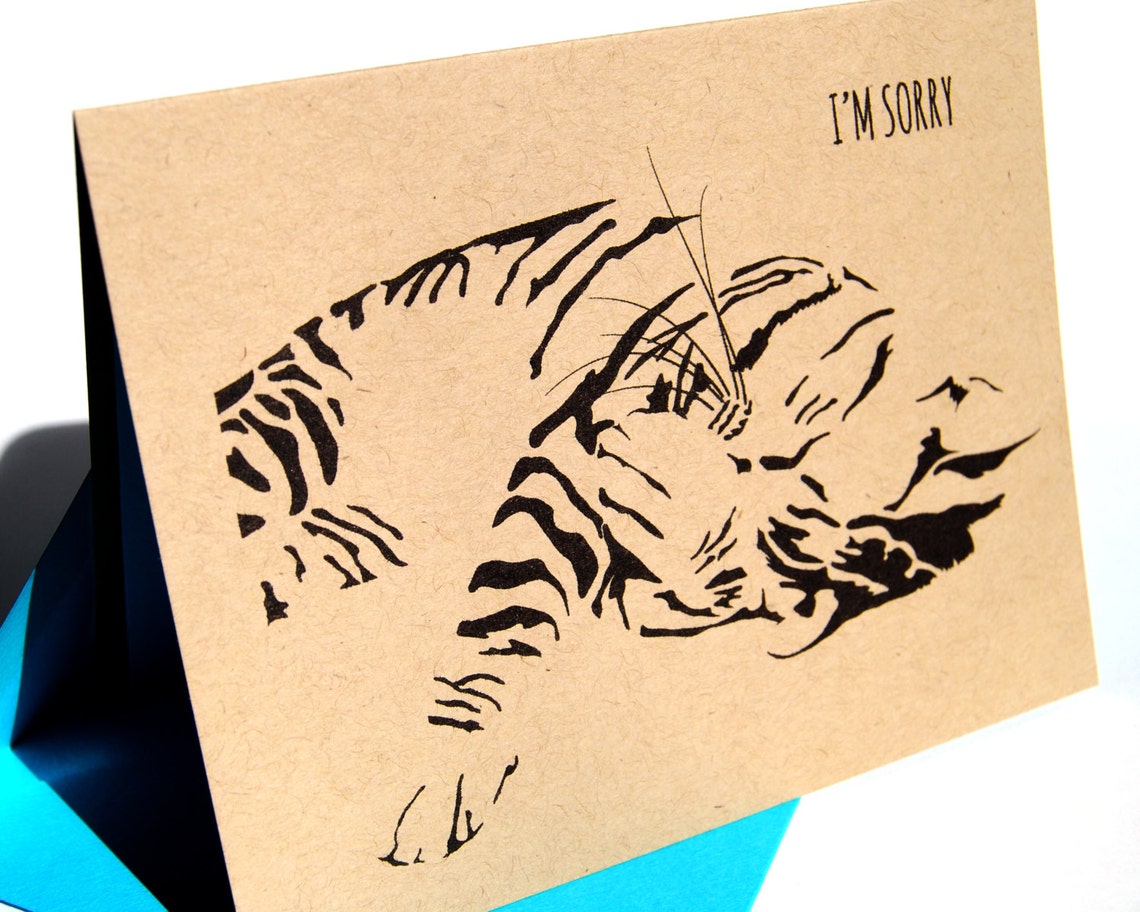 I'm Sorry Cat Card Apology Cat Card Embarrassed Cat | Etsy