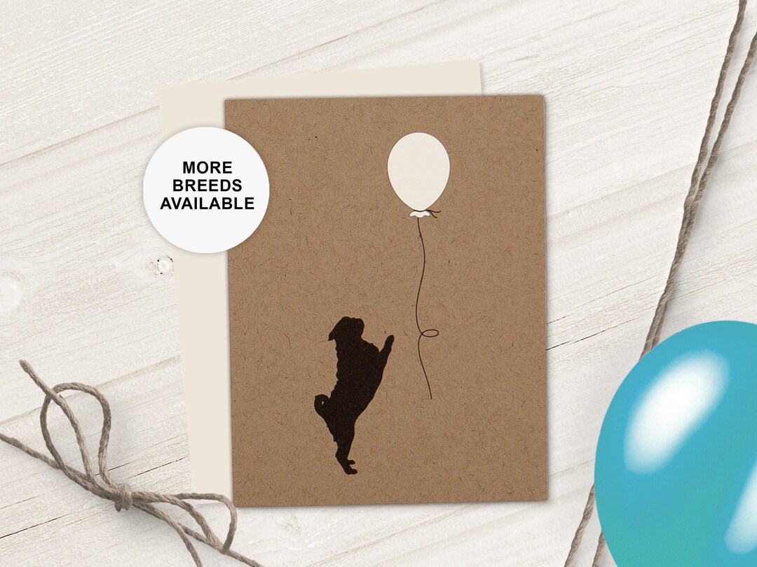 Pug Birthday Card, Congratulations Card, Balloon - Etsy