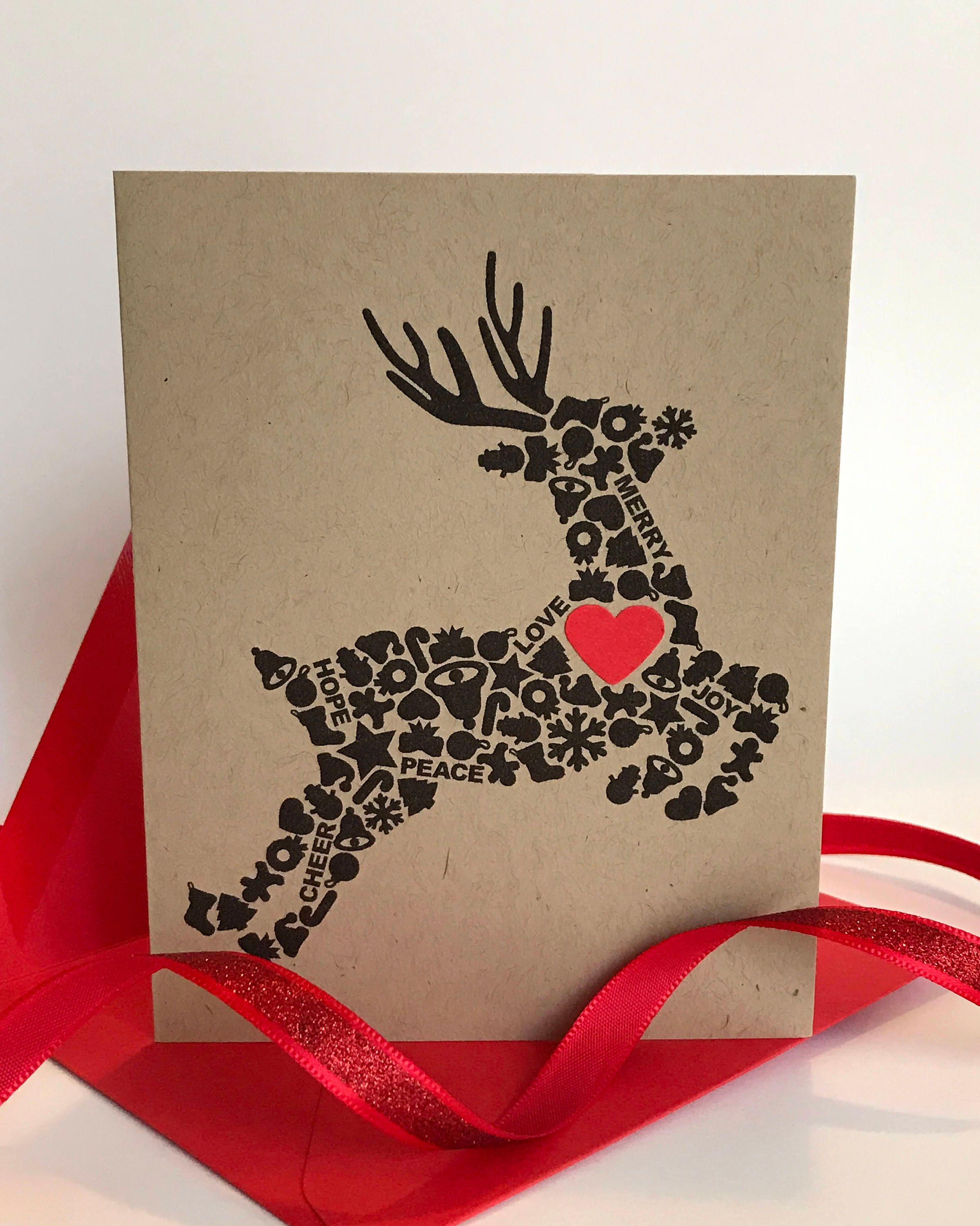 Reindeer Christmas Card Holiday Icons Card Single Card Set - Etsy