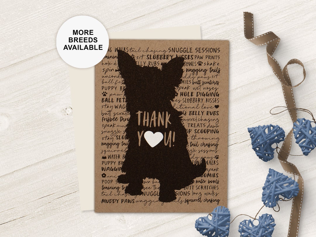 Yorkie, Thank You Card, Dog Sitter, Dog Walker, Breeder, Groomer ...