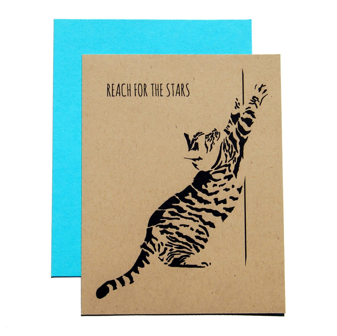 Cat Good Luck Card Reach for the Stars Card Tabby Cat Card | Etsy