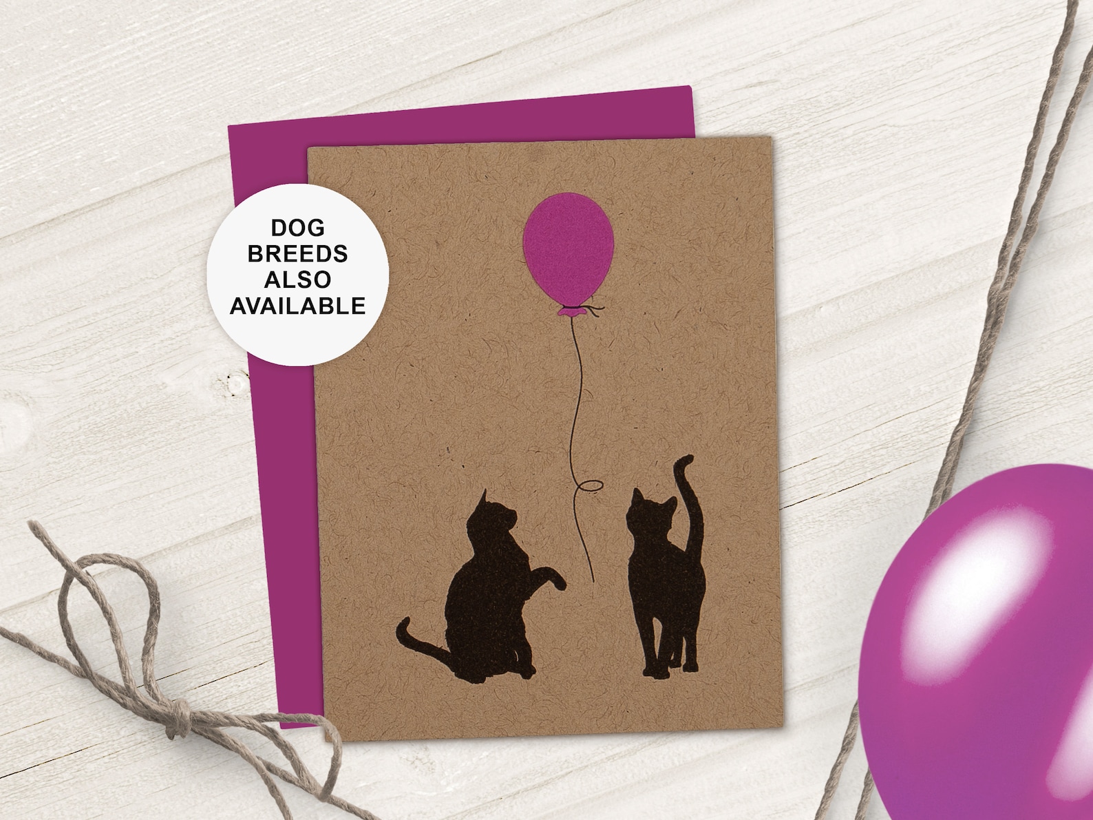 Two Cats Birthday Card, Congratulations Card, Balloon - Etsy