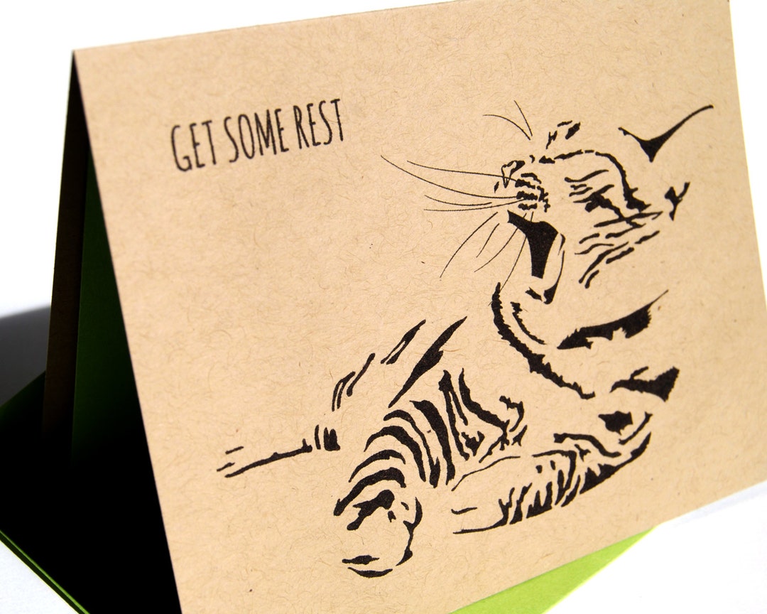 Get Some Rest Cat Card, Get Well Card, Feel Better Card, Tabby Cat Card ...