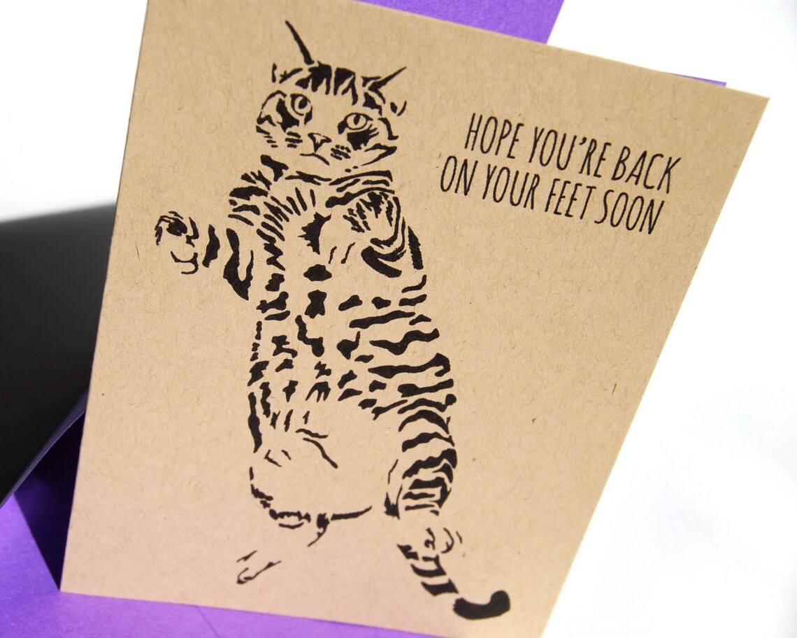 Cat Get Well Card, Feel Better Card, Sympathy Card, Hope You're Back on ...