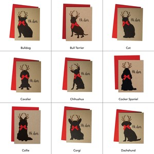 French Bulldog Christmas Card Dog Holiday Card Antlers Bow - Etsy