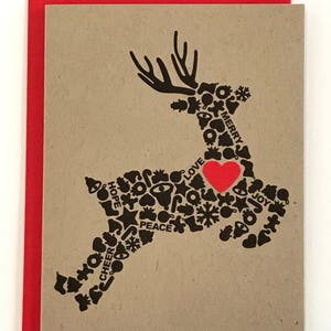 Reindeer Christmas Card, Holiday Icons Card, Single Card, Set of 4 or 8 ...