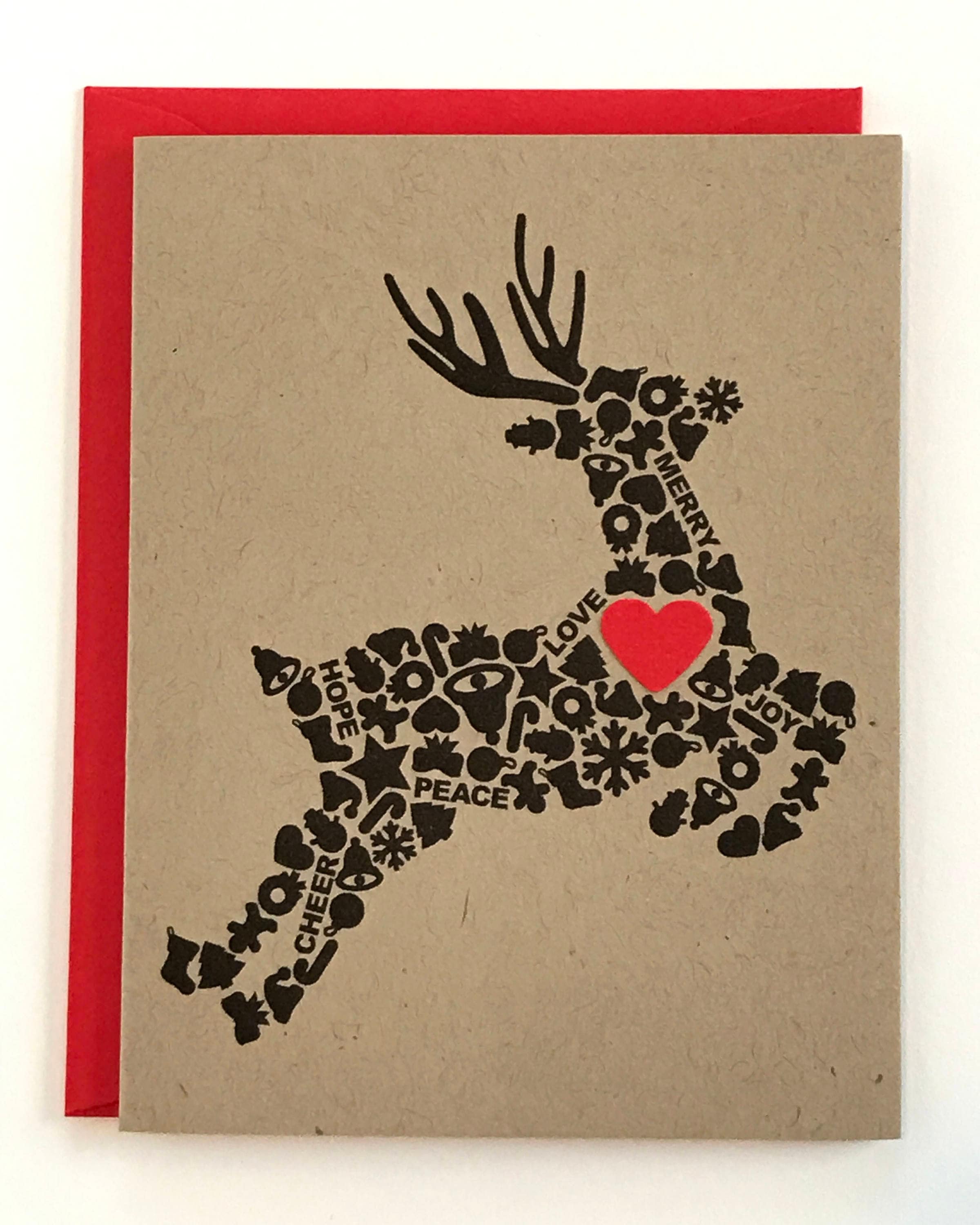 Reindeer Christmas Card Holiday Icons Card Single Card Set - Etsy