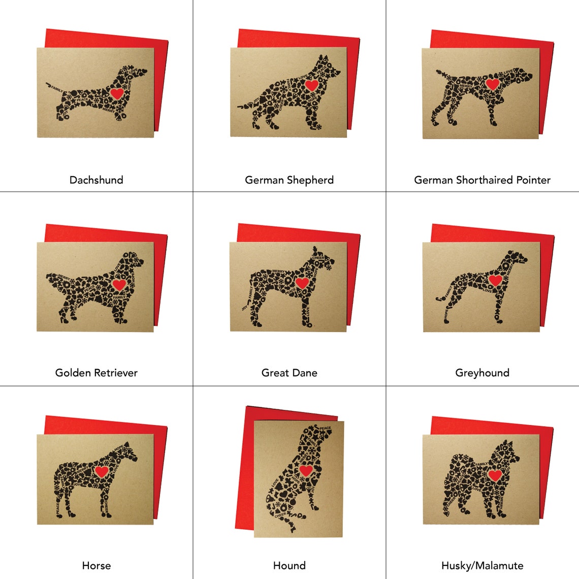 Greyhound Christmas Card, Dog Holiday Card, Holiday Icons Card, Single ...