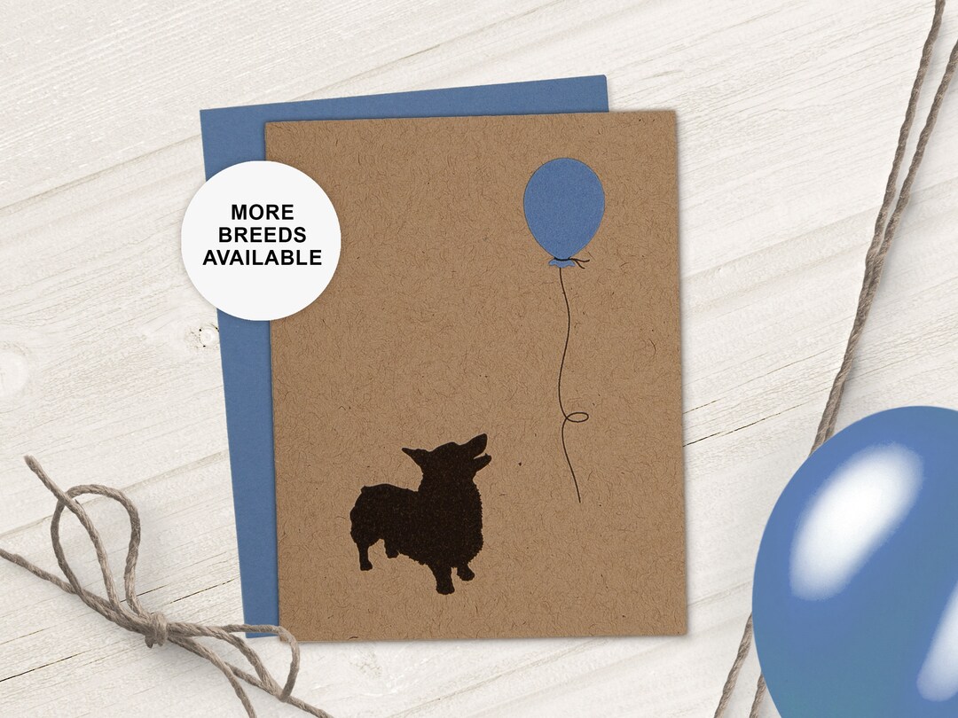 Corgi Birthday Card, Congratulations Card, Balloon - Etsy