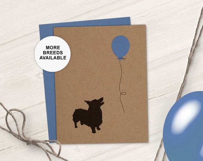 Corgi Birthday Card, Congratulations Card, Balloon - Etsy